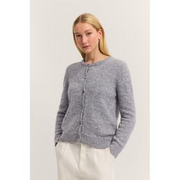 Bugatti Damen Bugatti Cardigan &raquo;Weich & warm&laquo; mit Rundhals & Knopfleiste grau L