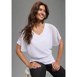Laura Scott Damen Chiffonbluse figurenbetont, h&uuml;ftbedeckende L&auml;nge, V-Ausschnitt, unifarben 46