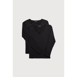Ysabel Mora Damen YSABEL MORA Langarmshirt &raquo;BASIC COLLECTION COTTON WITH LACE&laquo; 2er Pack, das perfekte Basic-Longsleeve f&uuml;r jeden Tag XL