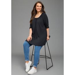 Laura Scott Curve Damen Laura Scott CURVE Longshirt im A-Shape mit krempelbaren &Auml;rmeln 44/46