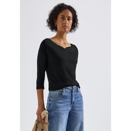 Street One Damen Street One 3/4-Arm-Shirt mit Knopfdetail schwarz 36