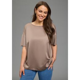 Laura Scott Curve Damen Laura Scott CURVE Shirtbluse Oversize, mit lockerem Sitz, Po-bedeckende L&auml;nge, unifarbene Optik 44/46