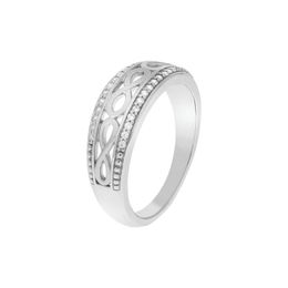 ZEEme Damen Fingerring &raquo;Silber 925 glanz/mattiert Zirkonia&laquo; wei&szlig;