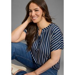 Laura Scott Curve Damen Laura Scott CURVE T-Shirt casual Stil, Streifen-Optik, figurumspielende Passform 56/58