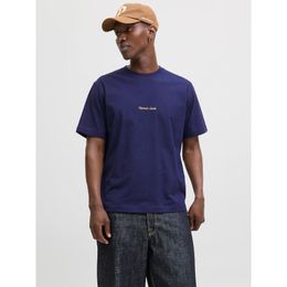 Jack & Jones Jack & Jones Herren Kurzarmshirt &raquo;JORNORREBRO EMB TEE SS CREW NECK NOOS&laquo; mit Logo Print blau M