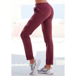 H.I.S. H.I.S Damen Sweathose Schlupfhose mit kleinem Aufschlag am Saum, Loungewear rot 32/34, N-Gr