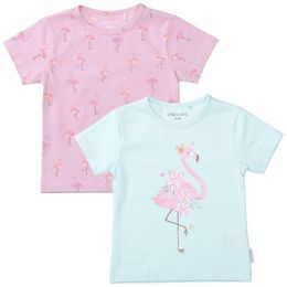 STACCATO M&auml;dchen STACCATO T-Shirt 2 tlg. 2er Pack mit Flamingo-Motiven, Allover-Druck, f&uuml;r Girls 128/134