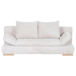 Schlafsofa, Beige, Textil, Buche, massiv, 2-Sitzer, F&uuml;llung: Schaumstoff, 200x75x92 cm, Liegefunktion, R&uuml;cken echt, Wohnzimmer, Sofas & Couches, Schlafsofas, Schlafsofas mit Bettkasten