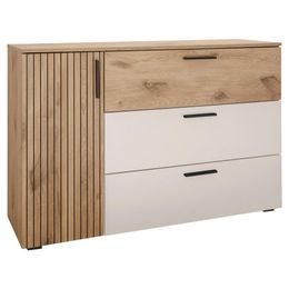Mid.you Sideboard, Wei&szlig;, Eiche, Kunststoff, 1 F&auml;cher, 3 Schublade(n) Schubladen, 125x82.6x40 cm, Wohnzimmer, Kommoden & Sideboards, Sideboards