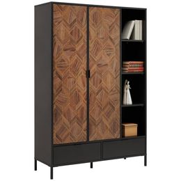 Hom&acute;in Hom`in Highboard, Schwarz, Gold, Metall, 9 F&auml;cher, 2 Schublade(n) Schubladen, 117.1x173.6x42 cm, Typenauswahl, stehend, Wohnzimmer, Kommoden & Sideboards, Highboards