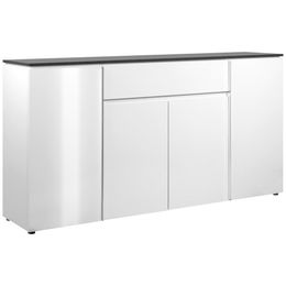 Livetastic Sideboard, Wei&szlig; Hochglanz, Kunststoff, 3 F&auml;cher, 1 Schublade(n) Schubladen, 177.5x92x40 cm, Wohnzimmer, Kommoden & Sideboards, Sideboards