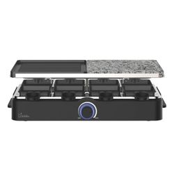 SILVA SCHNEIDER Raclette-Grill, Schwarz, Edelstahl, Metall, Kunststoff, Stein, 44.8x14.5x22.7 cm, Kontrollleuchte, Tragegriff, antihaftbeschichtete Raclette-Pf&auml;nnchen, abnehmbare Steinplatte, regelbarer Thermostat, Wendegrillplatte, rutschfeste F&uuml;&szlig;e, K&uuml;chenger&auml;te, Tischgrills & Fondues, Raclette-Grills