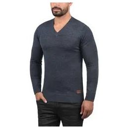 Strickpullover Blend "BHLasse", Herren, Gr. XXL, ensign blau, Feinstrick, 50% Baumwolle, 50% Polyacryl, unifarben, Basic, regular fit, V-Ausschnitt, eingesetzt, Pullover Strickpullover, Feinstrickpullover mit aufgestickten Ellenbogenpatches