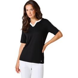 CREATION L PREMIUM Damen Shirt mit Paspel-Verzierung schwarz-ecru Gr&ouml;&szlig;e 40