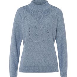 CR&Eacute;ATION L Damen Langarm-Pullover in Melange-Optik bleu-ecru-meliert Gr&ouml;&szlig;e 38