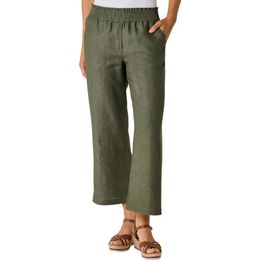 CREATION L PREMIUM Damen Leinenhose mit weitem Bein khaki-meliert Gr&ouml;&szlig;e 36