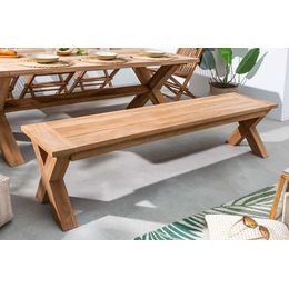 Riess Ambiente Massive Gartenbank EMPIRE TEAK 160cm natur Teakholz Outdoor-Sitzbank wetterfest Riess-Ambiente