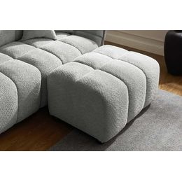 Riess Ambiente Moderner Hocker CLOUD 100cm grau Boucl&eacute; Federkern Fu&szlig;hocker Sitzhocker Riess-Ambiente