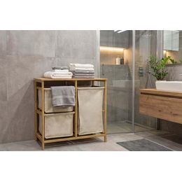 Riess Ambiente Massivholz W&auml;schekorb LAGOON SPA 70cm natur beige Bambus drei W&auml;schebeutel waschbar Riess-Ambiente rechteckig