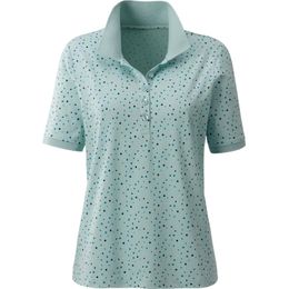 Damen Poloshirt im Tupfendessin mint-aquapetrol-getupft, Gr&ouml;&szlig;e 42