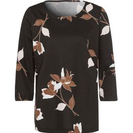 Damen Print-Shirt mit 3/4-&Auml;rmeln schwarz-bedruckt, Gr&ouml;&szlig;e 38