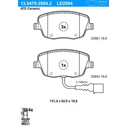 ATE Bremsbelagsatz, Scheibenbremse Ceramic 13.0470-2884.2 vorne rechts links f&uuml;r SKODA SEAT VAG 6Q0698151C