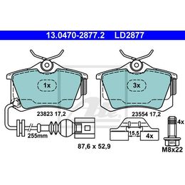 ATE Bremsensatz-Hinterachse Standard Disc / Ceramic IJZJSGL3H2 Bremsensatz, Scheibenbremse hinten rechts links voll 230mm f&uuml;r SKODA SEAT VAG 1J0615601