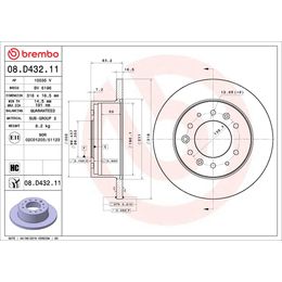 Brembo Bremsscheibe COATED DISC LINE 08.D432.11 hinten rechts links voll 316mm f&uuml;r HYUNDAI 5276159000