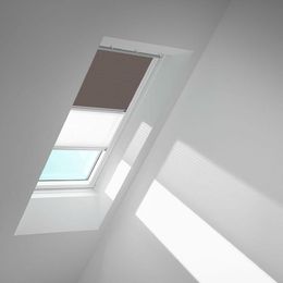 Velux Verdunkelungsrollo Duo DFD Taupe/Wei&szlig; 4577, CK02, Aluminiumschiene,GGU,Manuell,Velux
