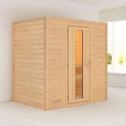 Karibu Woodfeeling Sauna Sonja, ohne Dachkranz, Holzt&uuml;r mit Isolierglas,Klarglas