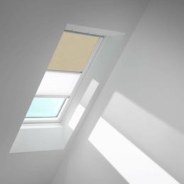 Velux Verdunkelungsrollo Duo DFD Sandbeige gepunktet/Wei&szlig; 4579, C02, GGU,Manuell,Velux,wei&szlig;e Schiene