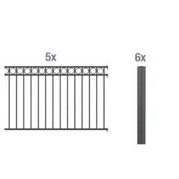 Alberts Zaun-Grundset Circle anthrazit Metallzaun, 100 cm, Einbetonieren