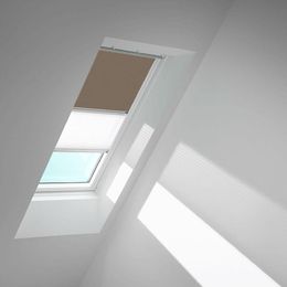 Velux Verdunkelungsrollo Duo DFD Nougat/Wei&szlig; 4574, CK02, GGU,Manuell,Velux,wei&szlig;e Schiene