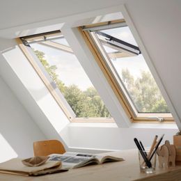 Velux Dachfenster GPL 3066 Klapp-Schwingfenster Holz/Kiefer ENERGIE PLUS Fenster, 55x98 cm (CK04)