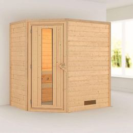 Karibu Woodfeeling Sauna Svea, ohne Dachkranz, Holzt&uuml;r mit Isolierglas,Klarglas