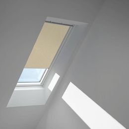 Velux Verdunkelungsrollo Sandbeige gepunktet/Wei&szlig; 4579, C02, GGU,Manuell,Velux,wei&szlig;e Schiene