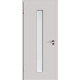 Kilsgaard Zimmert&uuml;r mit Lichtausschnitt schmal mittig Uni Grau Lamikor Typ 43/LA05 Eckkante, DIN Rechts, 860x1985 mm