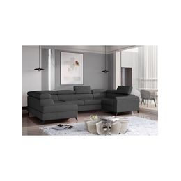 MF Design Esco Recamiere Links in Anthrazit - (L) 200 x (B) 336 x (H) 92 cm | Gr.: onesize