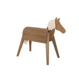 Roba Teak-farbenes Outdoorspielpferd aus Holz, stabiles Voltigier- & Gartenpferd | Gr.: onesize