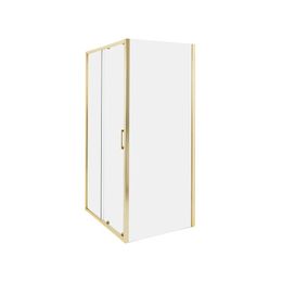 Beliani Duschkabine YORO in Transparent/Gold - (W) 100 x (H) 185 x (L) 80 cm | Gr.: onesize