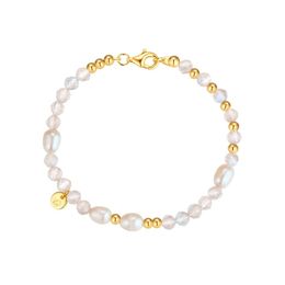 Glanzst&uuml;cke M&uuml;nchen Glanzst&uuml;cke M&uuml;nchen Armband aus Sterling Silber mit Labradorit und S&uuml;&szlig;wasser-Zuchtperle in gelbgold | Gr.: 17 cm