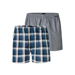 Schiesser Web-Boxershorts 2er Pack in Blau/Grau | Gr.: M
