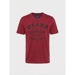 KOROSHI Crew t-shirt baumwolle druck-emb in rot | Gr.: M