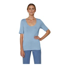 Madeleine Mode MADELEINE Sommerliches Basicshirt mit Rundhalsausschnitt in bleu | Gr.: 48