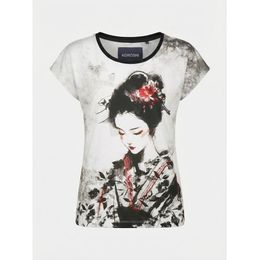 KOROSHI Gesichtsabdruck f&uuml;r Frauen-Geishas im T-Shirt in wei&szlig; | Gr.: M