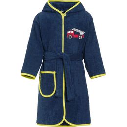 Playshoes Frottee-Bademantel Feuerwehr in Marine | Gr.: 98/104