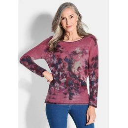 GOLDNER Kurzgr&ouml;&szlig;e: Wollpullover floral, U-Boot-Ausschnitt in pink / bunt / gemustert | Gr.: 19