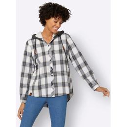 WITT WEIDEN Flanell-Bluse in wei&szlig;-dunkelblau-kariert | Gr.: 40