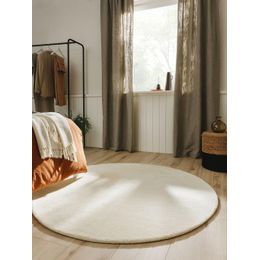 benuta Pure Wollteppich Berber Cream &oslash; 100 cm rund
