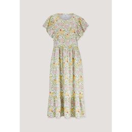 hessnatur Print Jersey Kleid Midi Relaxed aus reiner Bio-Baumwolle in perlblau | Gr.: 40